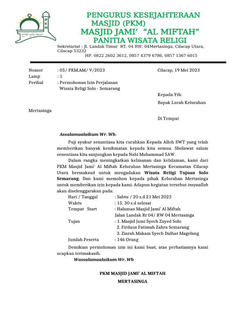 surat ijin takbir keliling 2024 | PDF