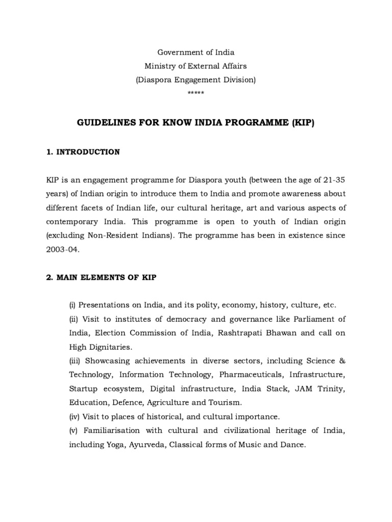 Know India Programme (KIP) 2024 | PDF