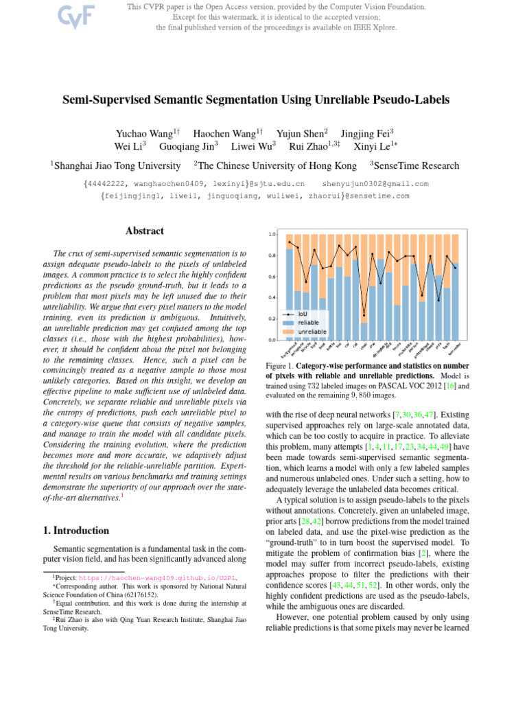Wang Semi-Supervised Semantic Segmentation Using Unreliable Pseudo-Labels CVPR 2022 Paper | PDF ...