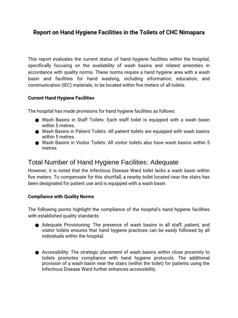 Report on Hand Hygiene Facilities in the Toilets of CHC Nimapara | PDF