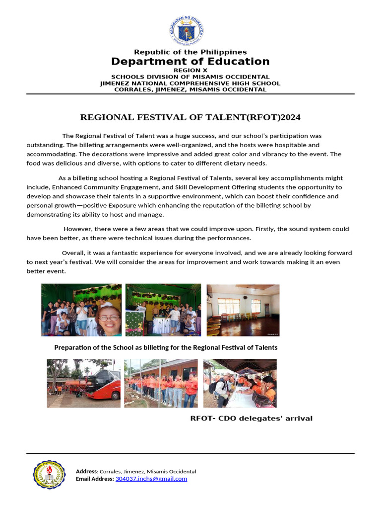 Accomplishment of RFOT 2024 | PDF | Learning | Behavior Modification