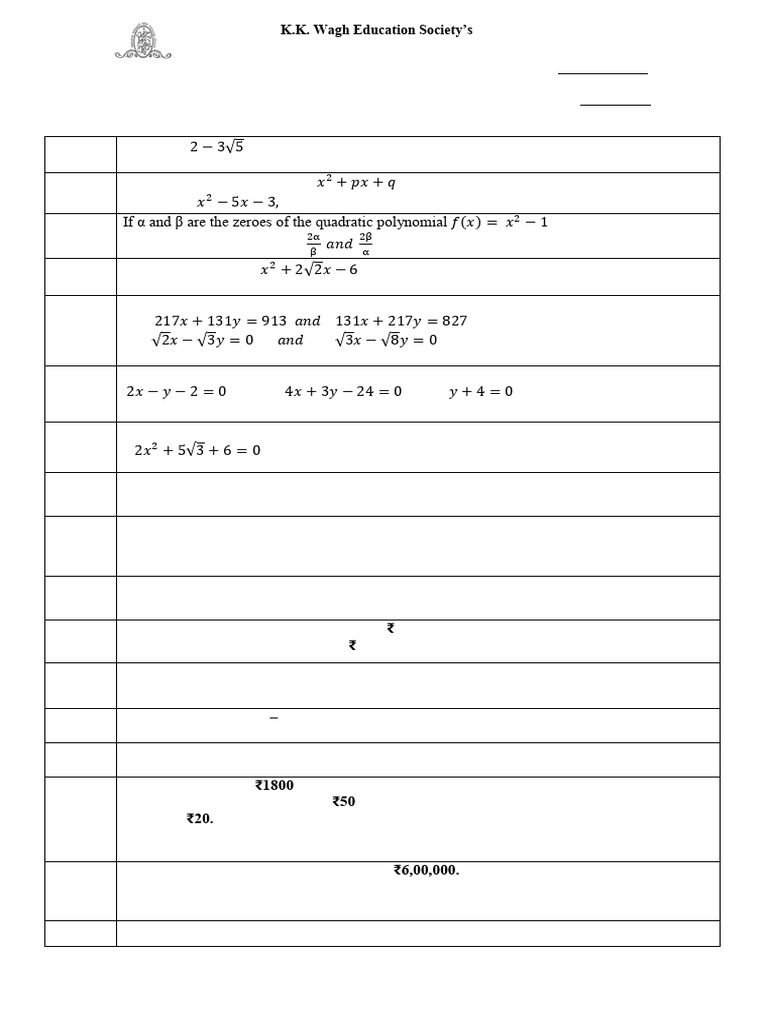 X-Maths IMP Questions | PDF | Sphere | Quadratic Equation