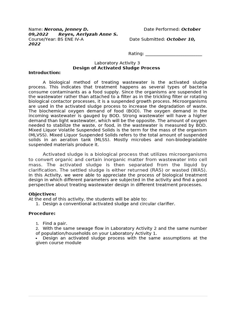 Aerobic Treatment Process Design (1) | PDF | Environmental Science | Chemical Engineering