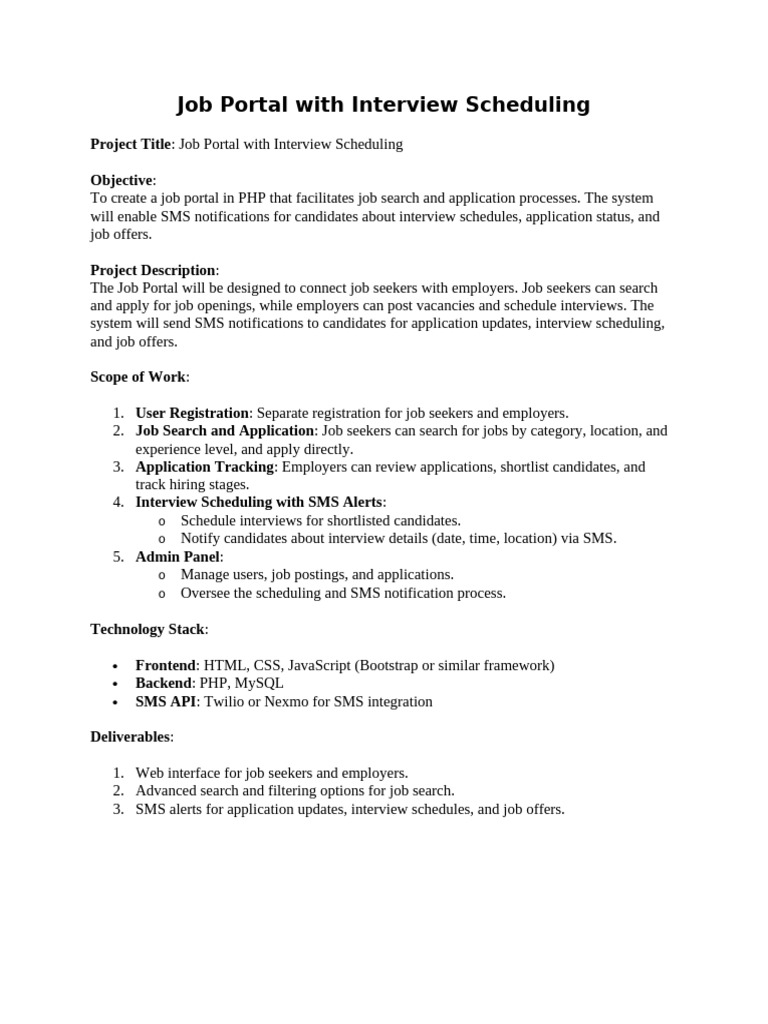 Job Portal with SMS Interview Alerts | PDF