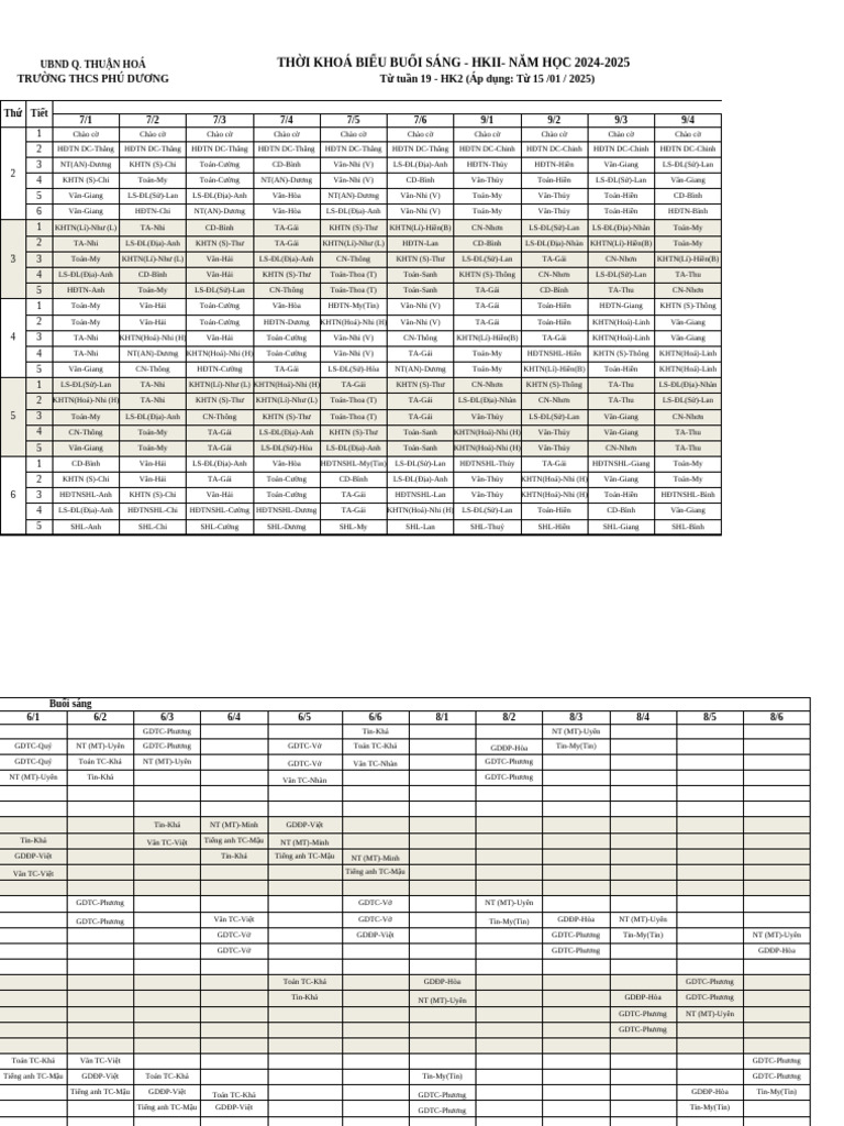 TKB-HK2-Tuần-19-NH-24-25-1 | PDF