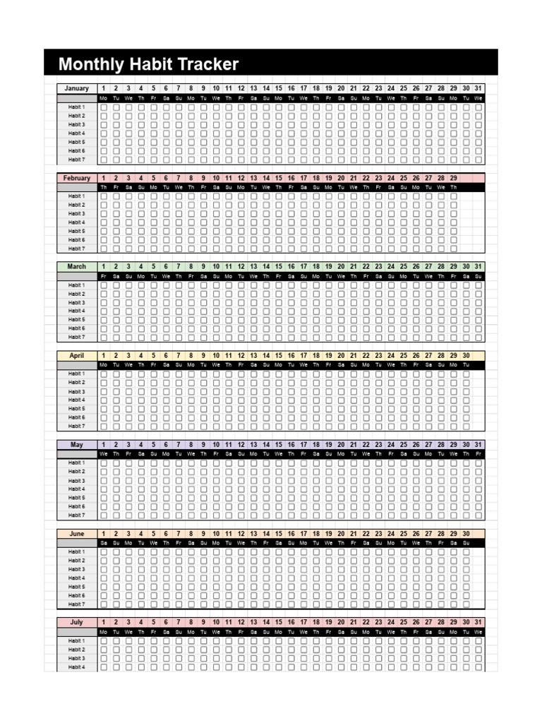 Monthly Habit Tracker | PDF