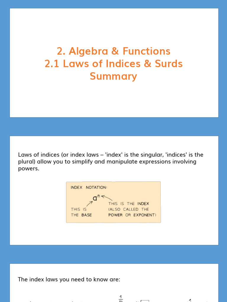 Laws of Indices and Surds | PDF | Multiplication | Rational Number