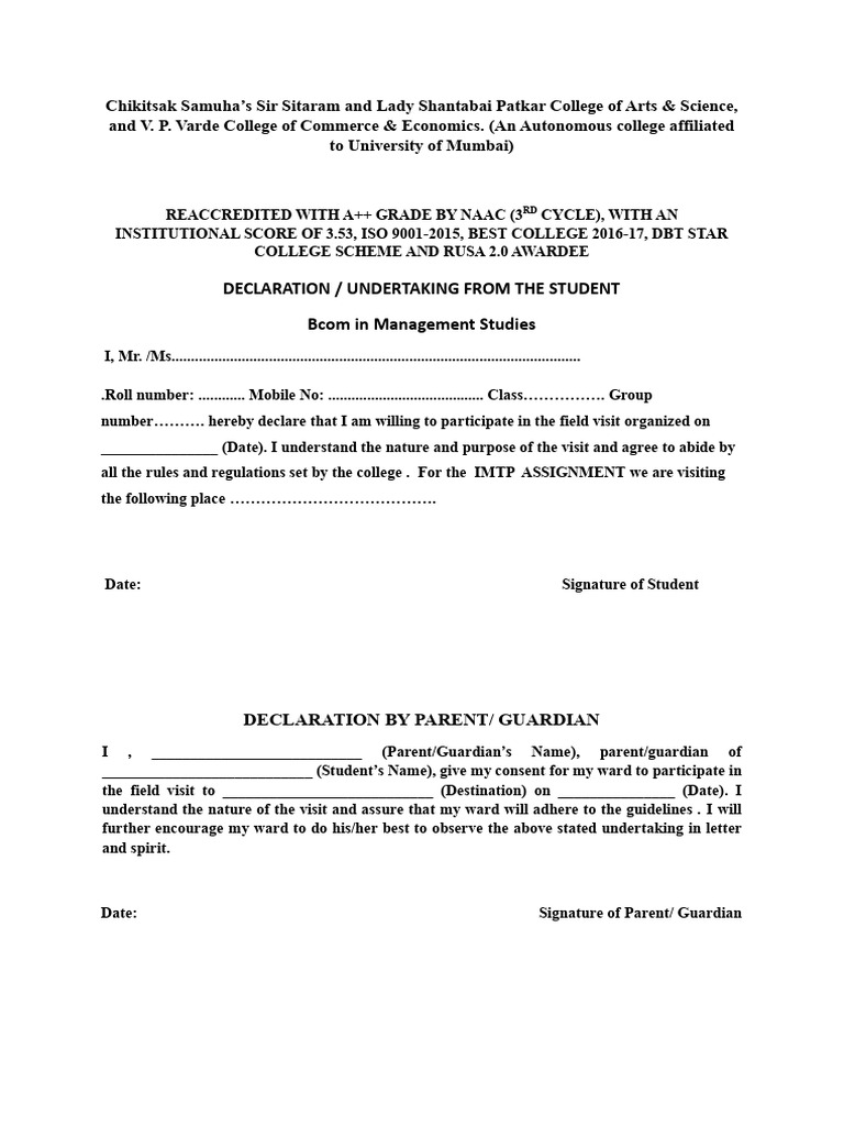 IMTP Declaration1 | PDF