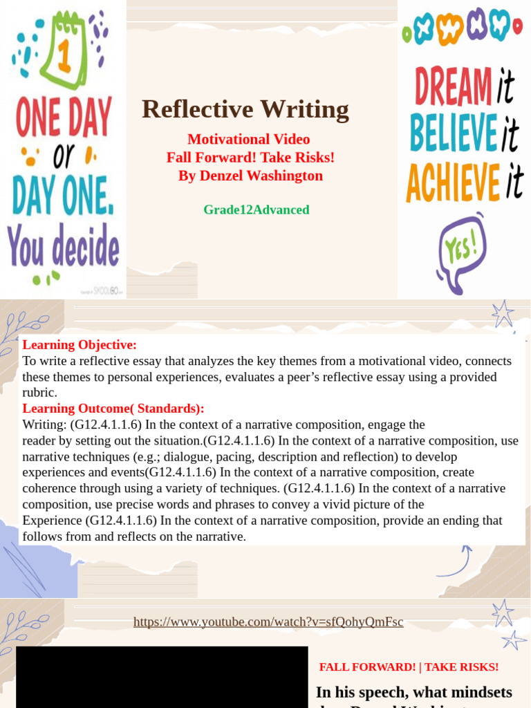 Reflective Writing- Based on a Video -G.12Advanced | PDF | Narrative ...
