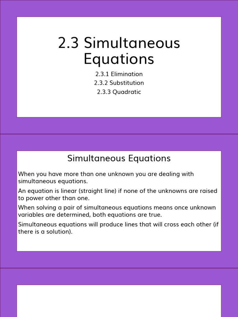 Solving 3 Simultaneous Equations | PDF | Equations | Quadratic Equation