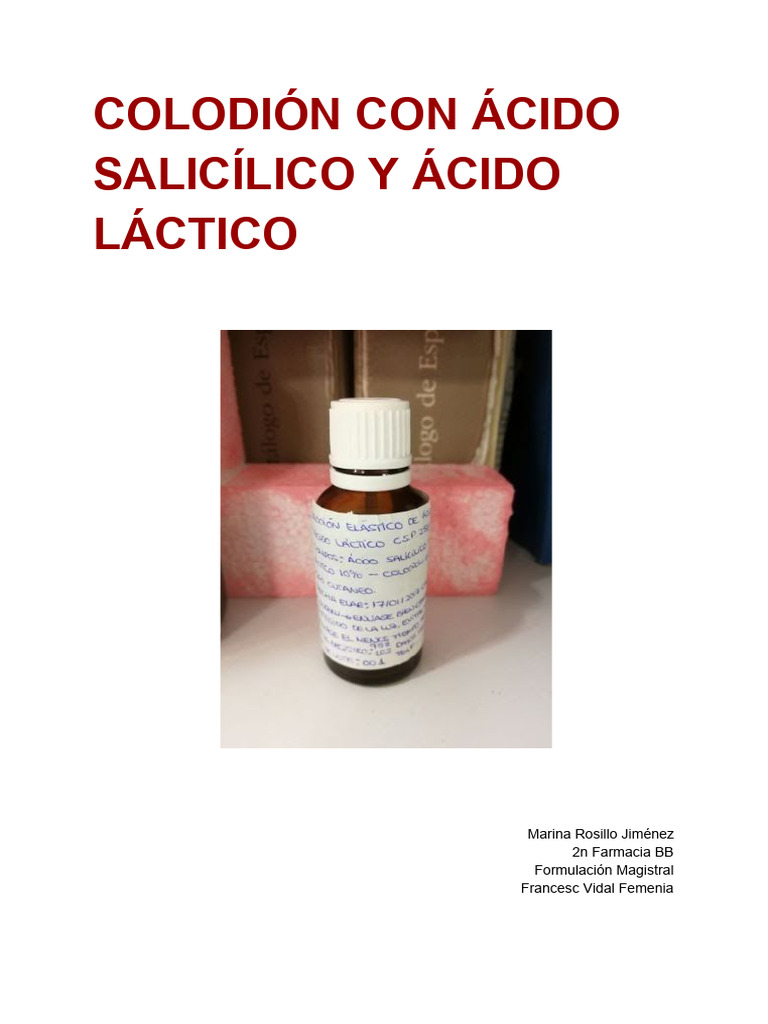 Colodión Con Ácido Salicílico y Ácido Láctico | PDF