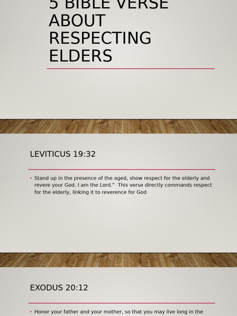 5 Bible Verse About Respecting Elders | PDF