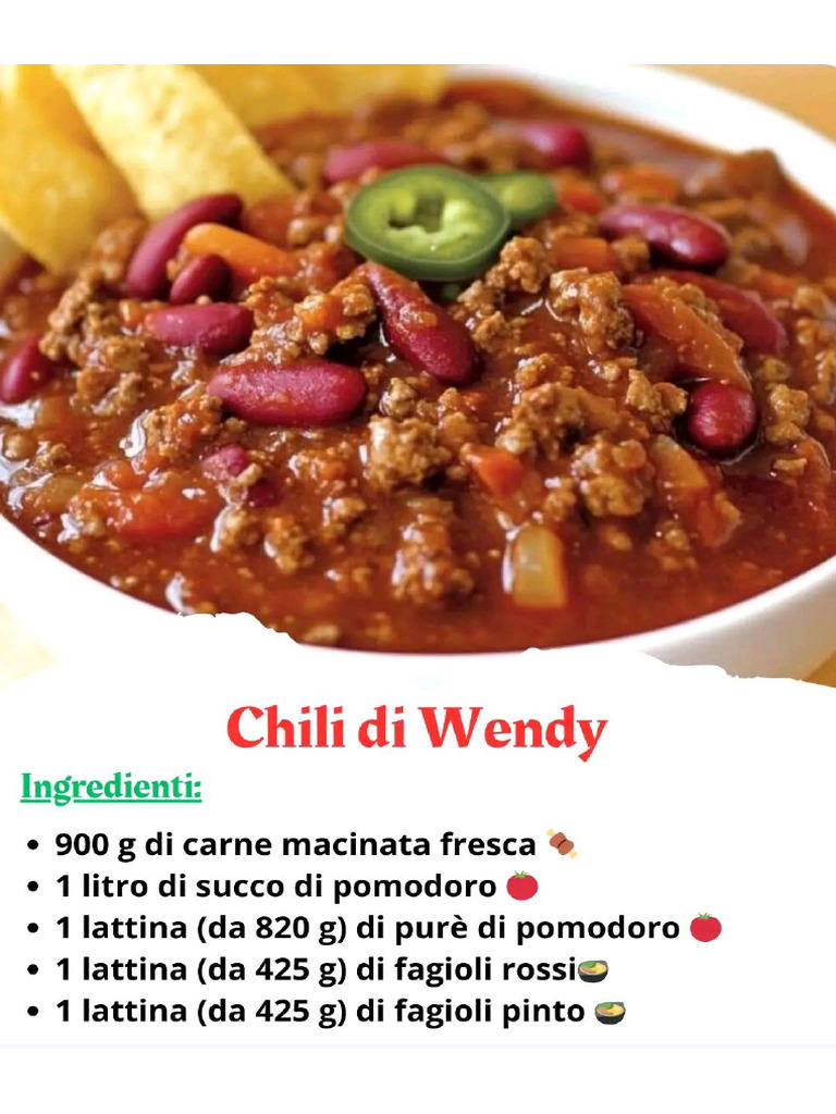 Ricetta Chili Di Wendy | PDF