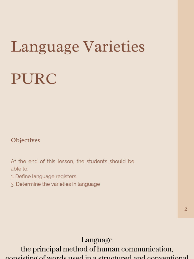 Language Varieties and Language Register | PDF | English Language | Speech