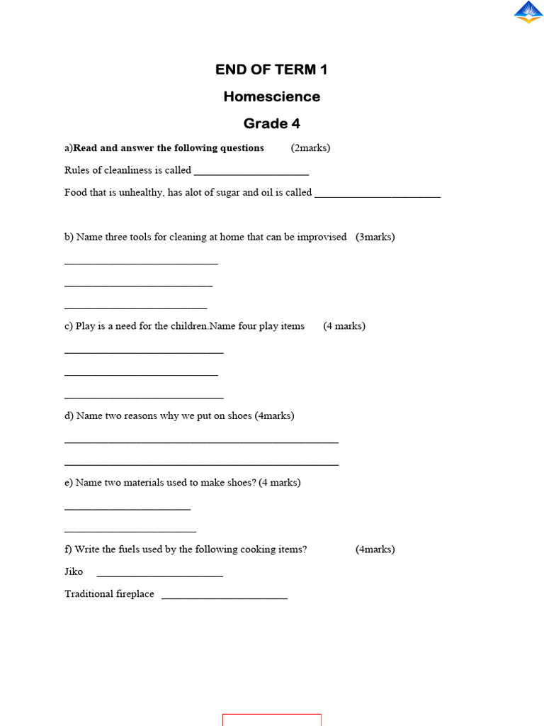 Grade 4 Home Science Exam Questions | PDF | Foods