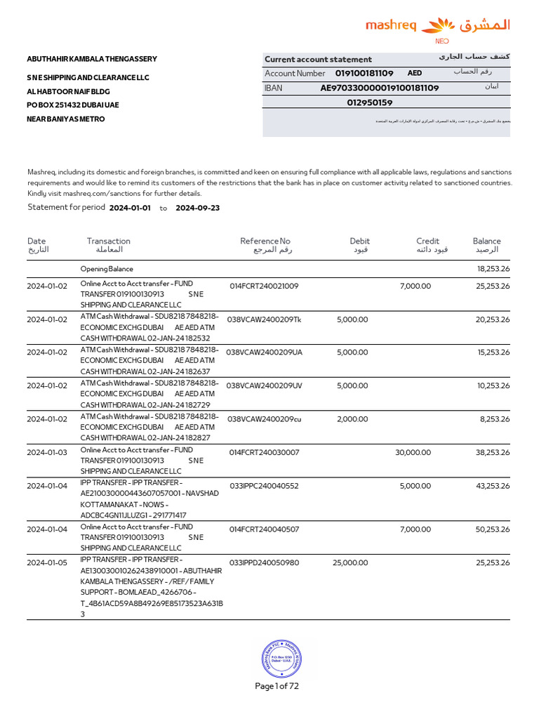 Account Statement 019100181109 | PDF | Transaction Account | Automated Teller Machine