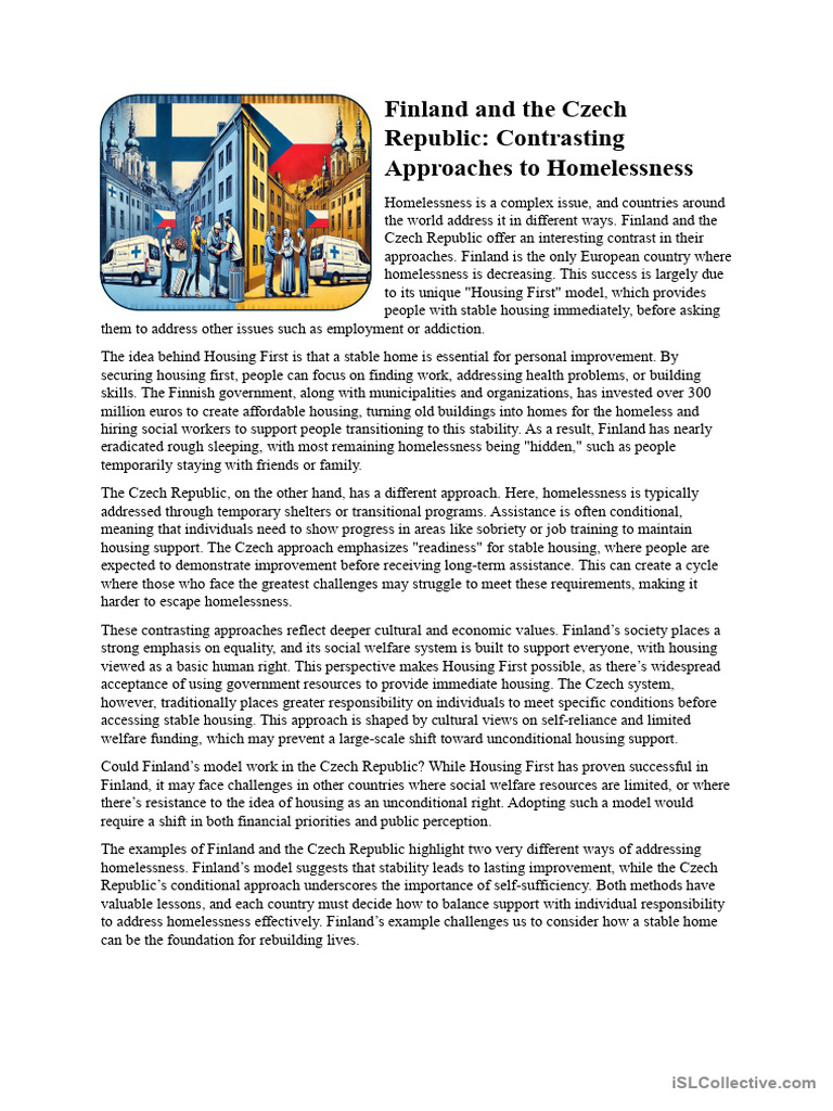 Finland vs. Czech Republic: Homelessness Solutions | PDF | Homelessness ...
