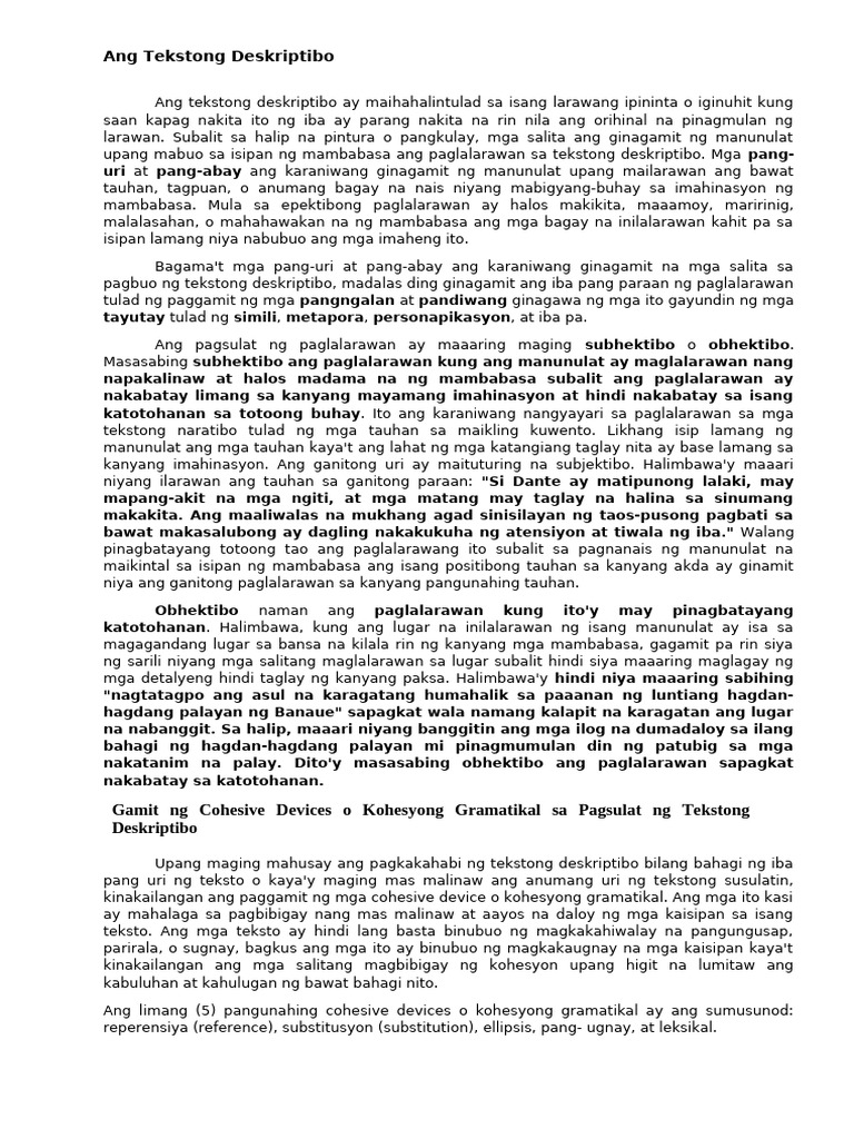 Ang-Tekstong-Deskriptibo | PDF