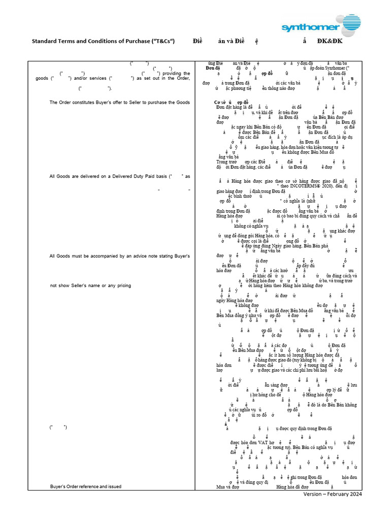 Synthomer - Vietnam Tcs Purchase February 2024 | PDF