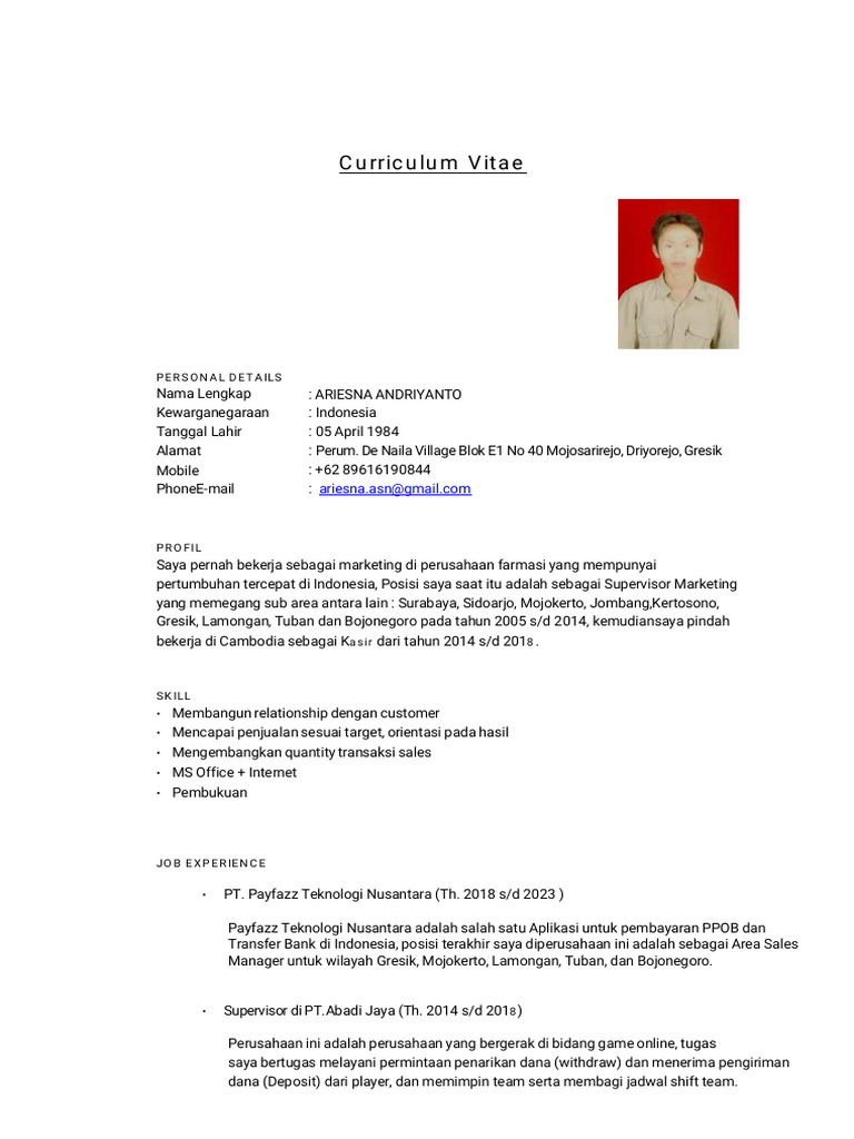 CV Ariesna Andriyanto | PDF