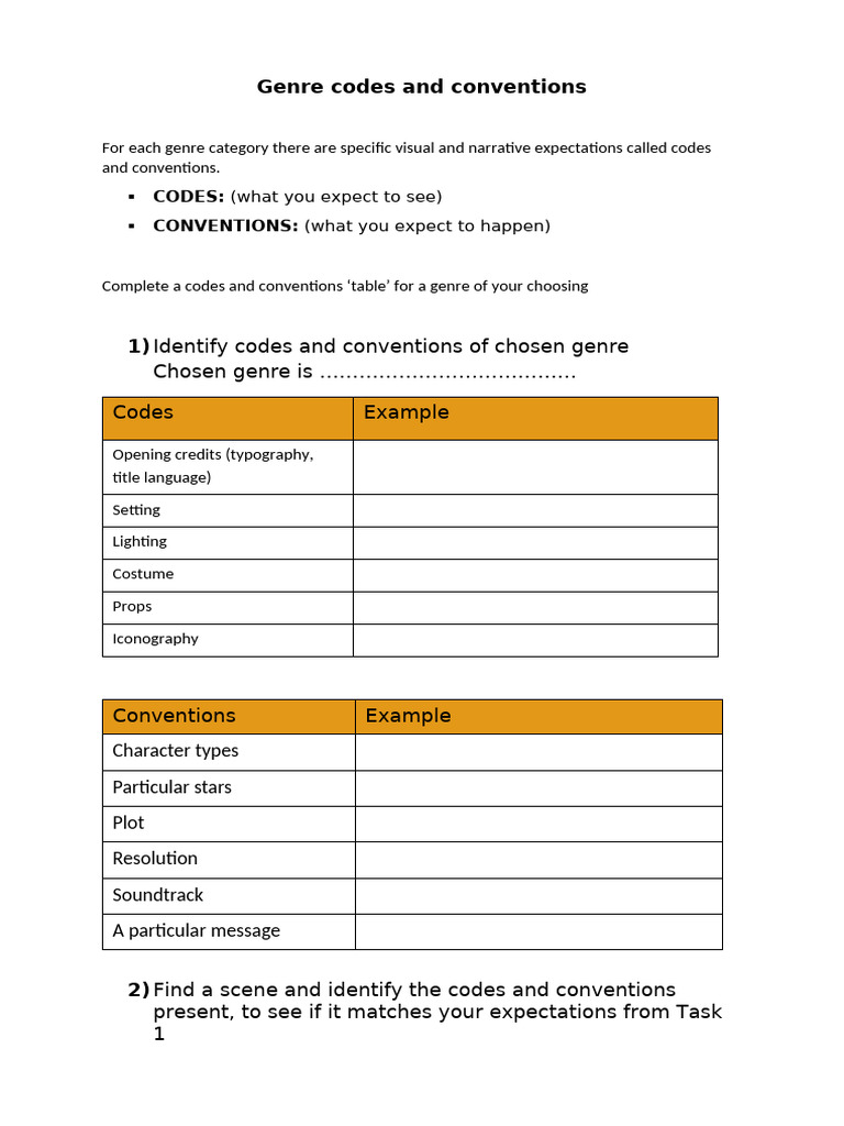 Genre codes and conventions Table | PDF