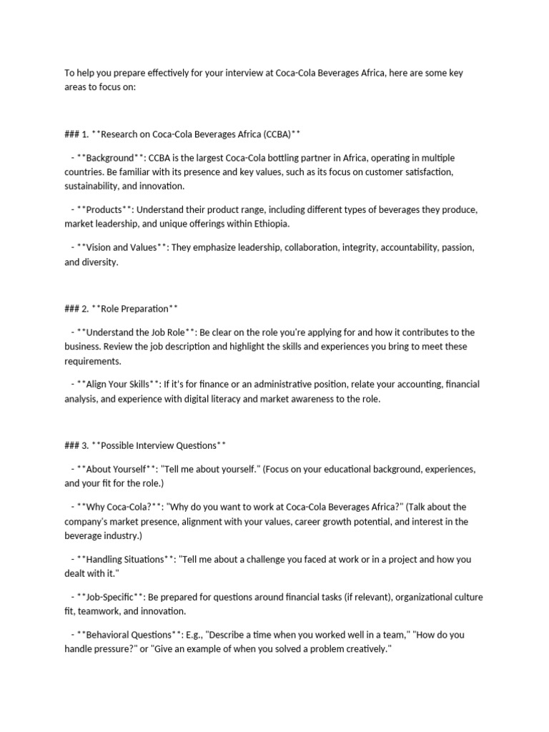 To Help You Prepare Effectively For Your Interview at Coca | PDF | The ...