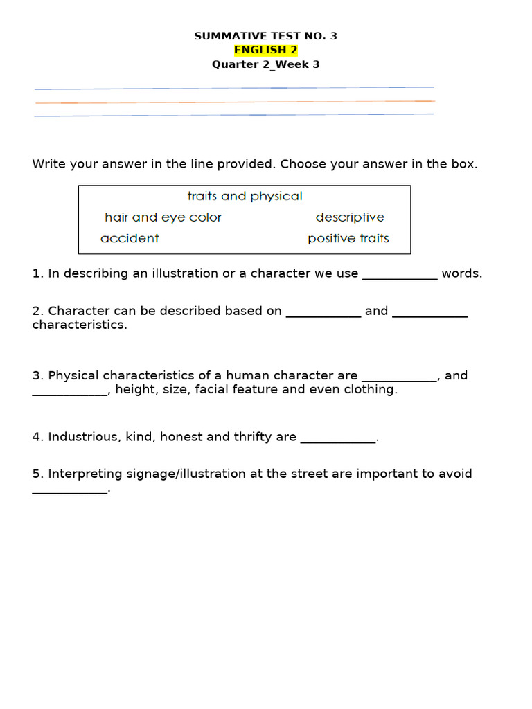 Q2 - SUMMATIVE TEST NO. 3 - Week 3 | PDF