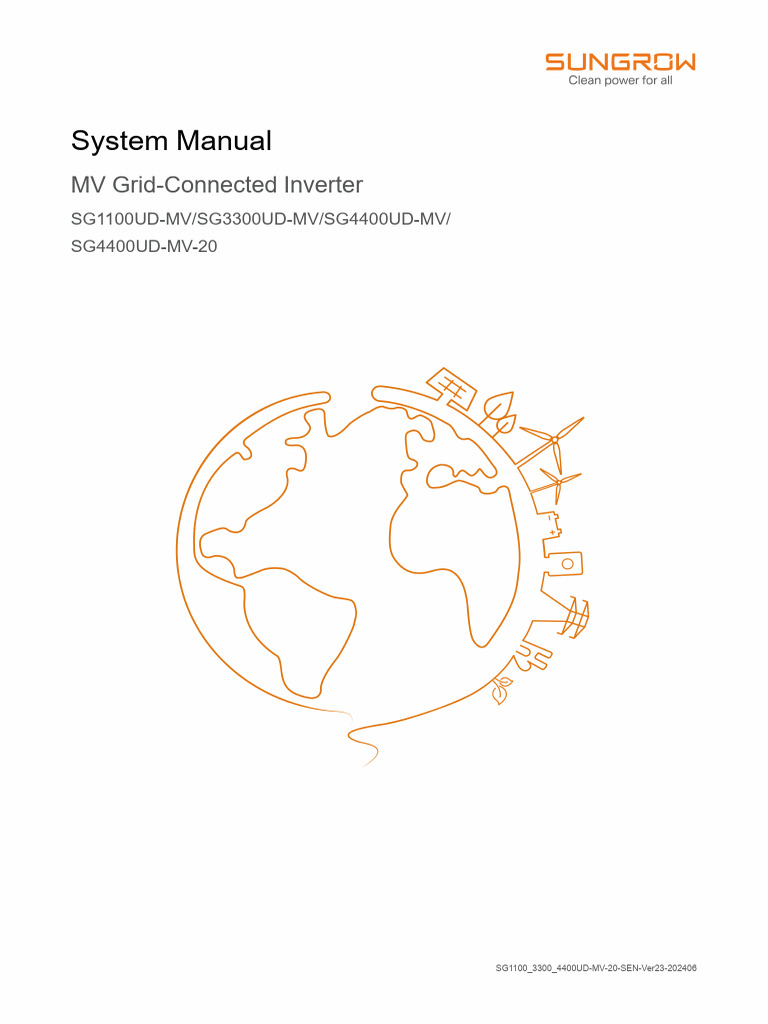 SG1100UD-MV Inverter System Manual | PDF | Photovoltaics | Power Inverter