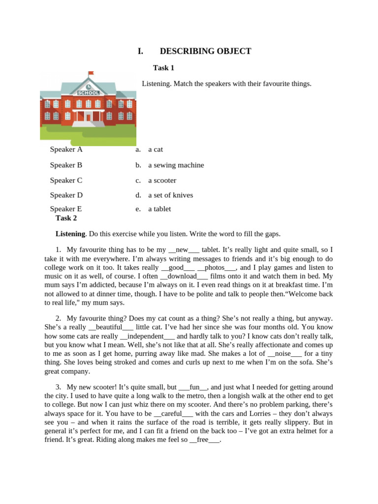 Listening Describing Object | PDF