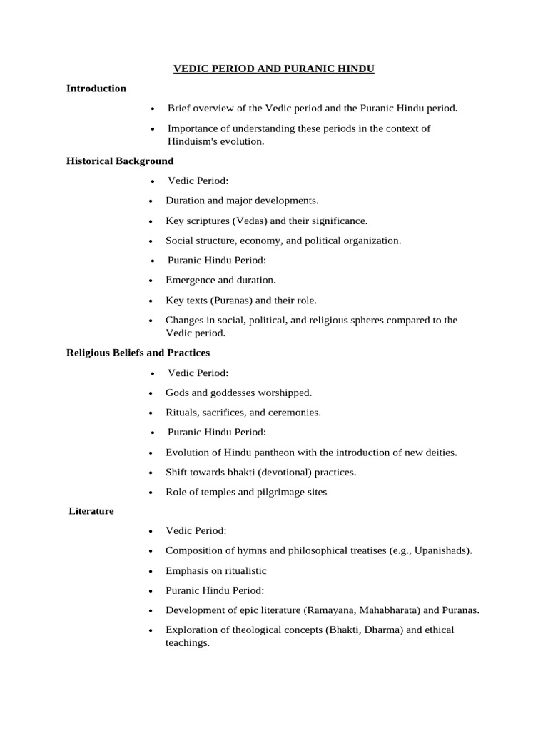Vedic Period and Puranic Hindu | PDF