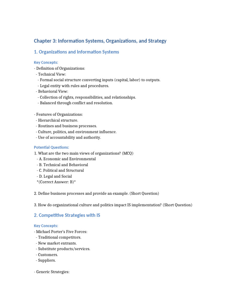 Chapter3 MCQs and Short Questions | PDF | Strategic Management | Value Chain