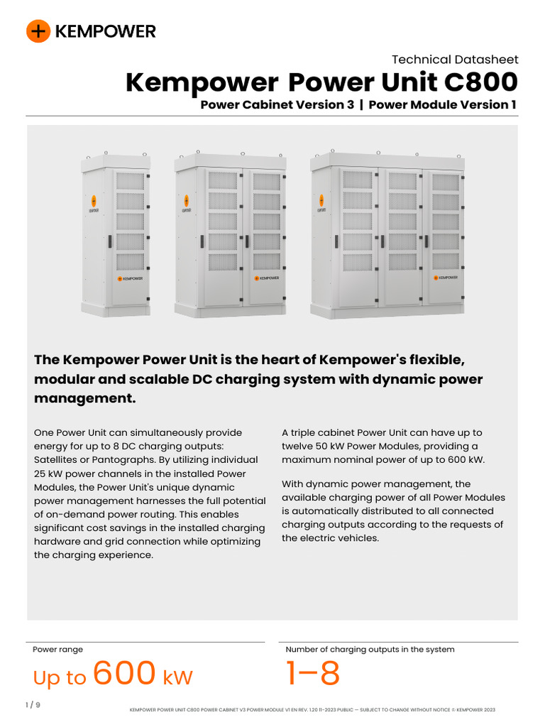 Kempower Power Unit C800 Power Cabinet V3 Power Module V1 Datasheet Rev.1.20 11-2023 en | PDF ...
