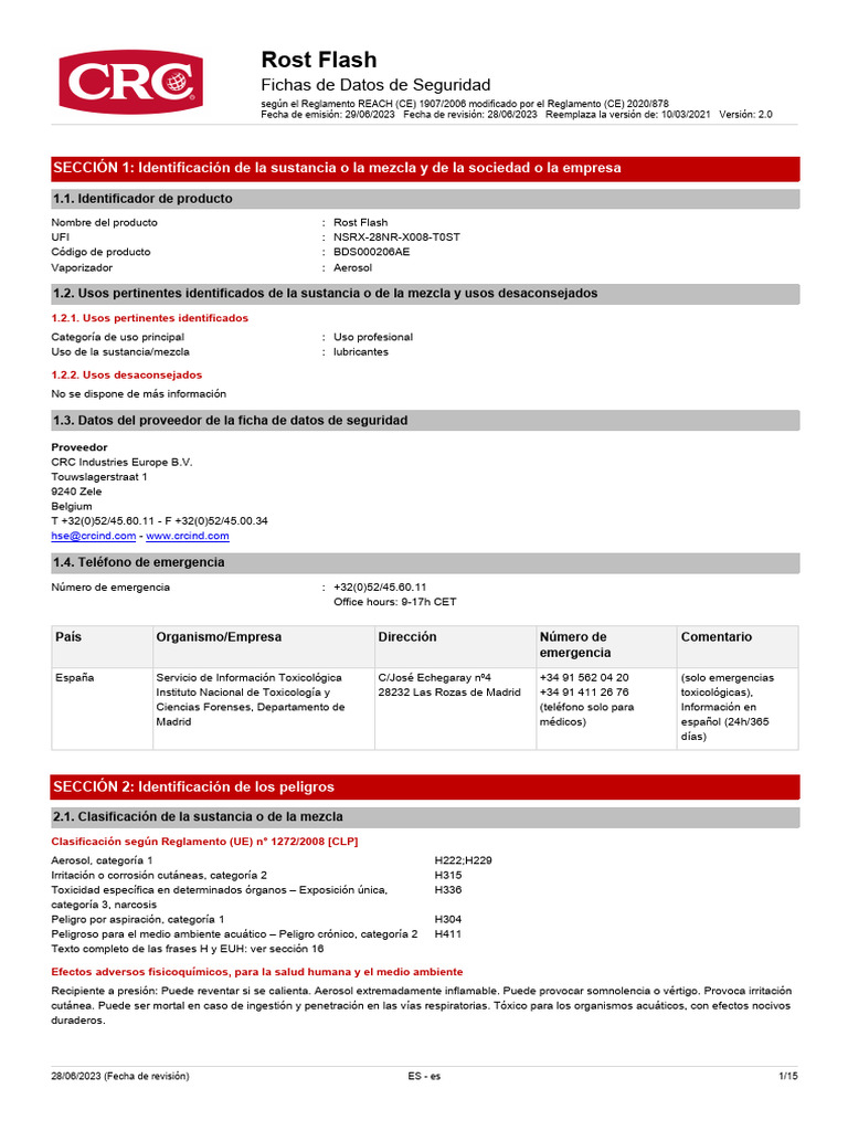 Aflojatodo enfriador (CRC) | PDF | Residuos | Compuesto orgánico volátil