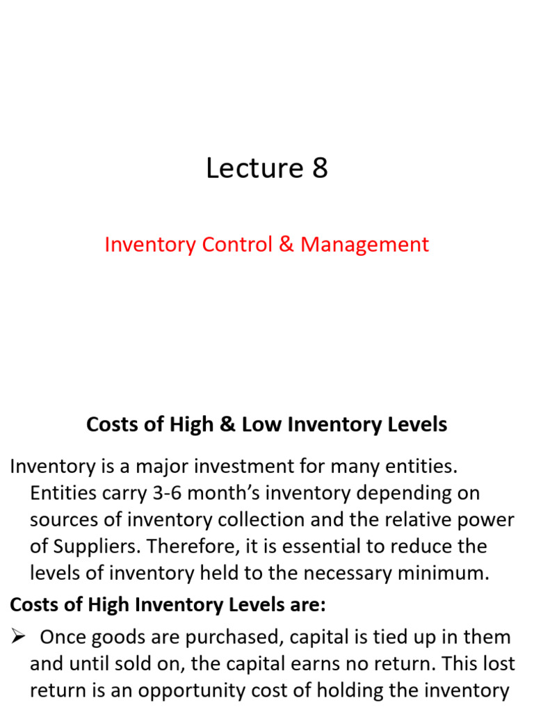 8. Lecture 8 - Inventory Control & Management | PDF | Inventory | Demand