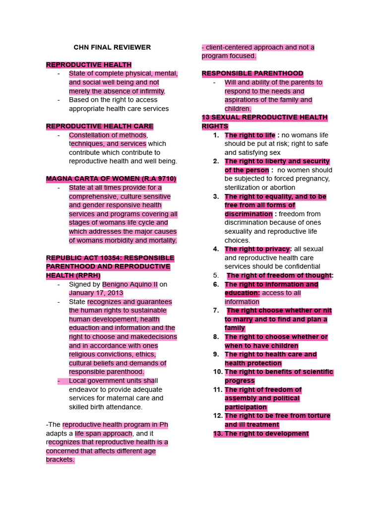 CHN-FINAL-REVIEWER | PDF | Birth Control | Vaccines