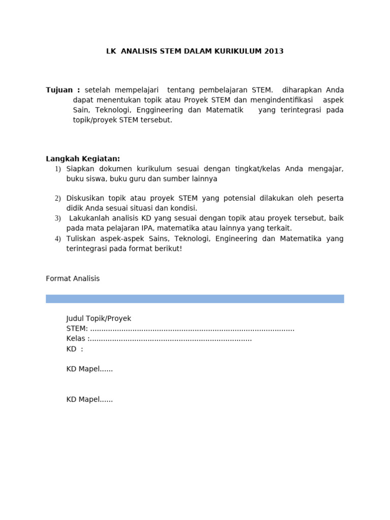 Analisis STEM Kurikulum 2013 | PDF