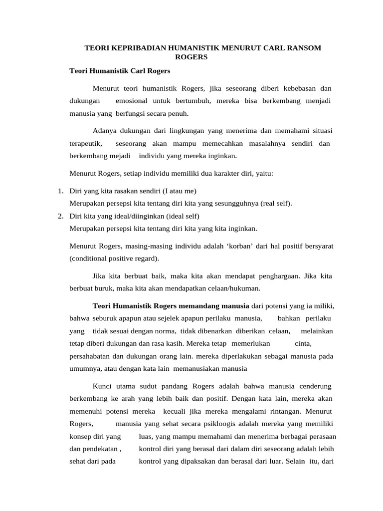 Teori Humanistik Carl Rogers | PDF