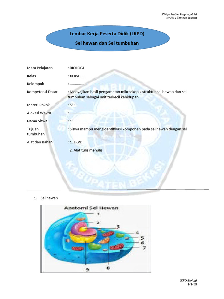 LKPD sel 1 | PDF