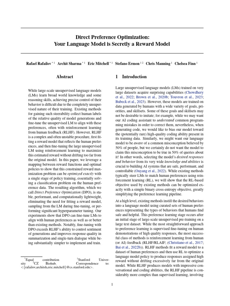 53_direct_preference_optimization | PDF | Learning | Artificial ...