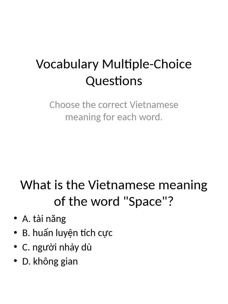 Vocabulary Multiple Choice | PDF