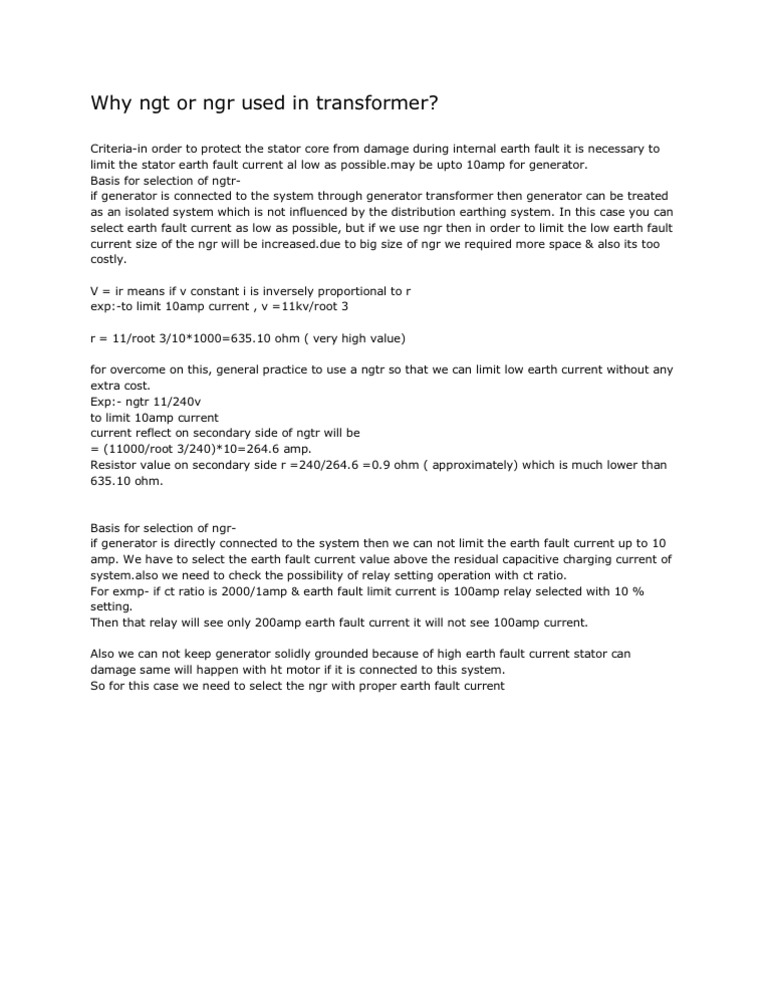 Why NGT or NGR Used in Transformer | PDF