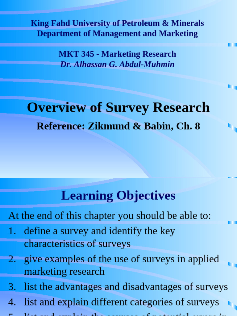 Files 2 Lectures Ch 08 Overview Of Survey Research Pdf Survey Methodology Sampling