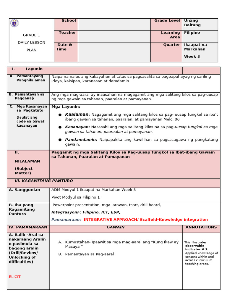 Cot - Filipino 1 q4 w2 | PDF