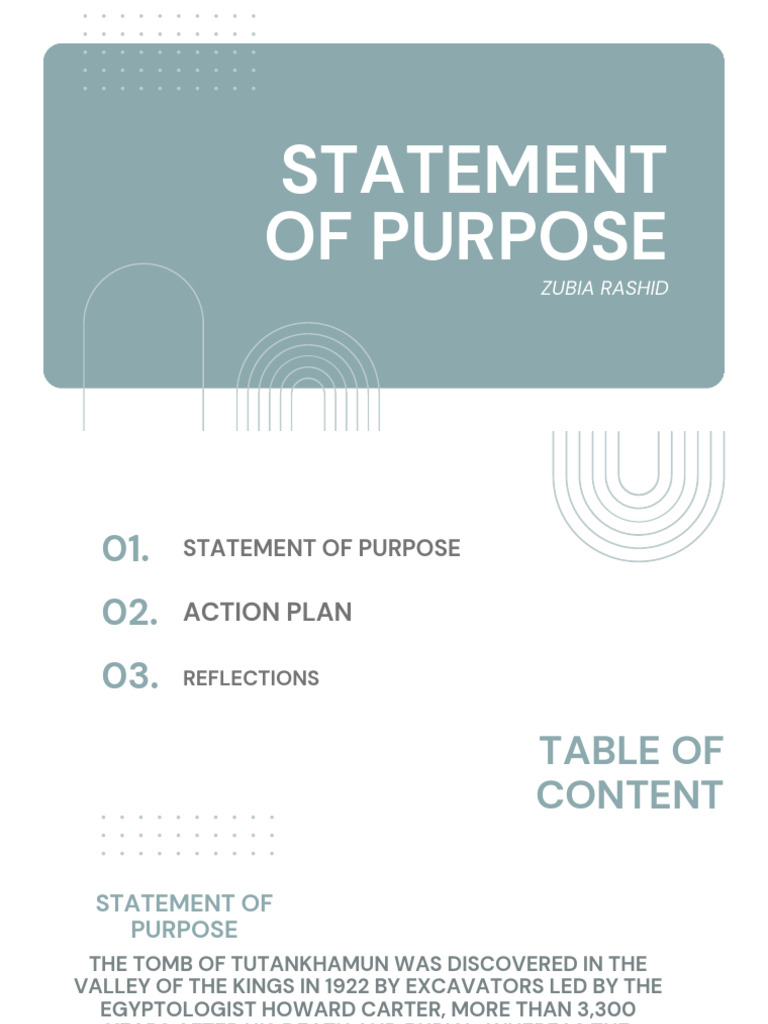Statement of Purpose | PDF | Tutankhamun | Akhenaten