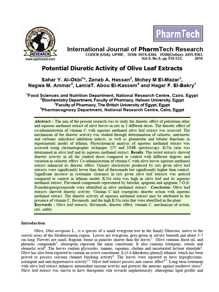 Olive | PDF | Creatinine | Sodium