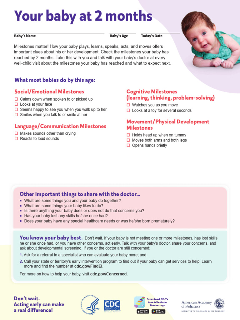 Eng. 2 Months Milestone Moments Checklist 2021 P | PDF | Cognition ...