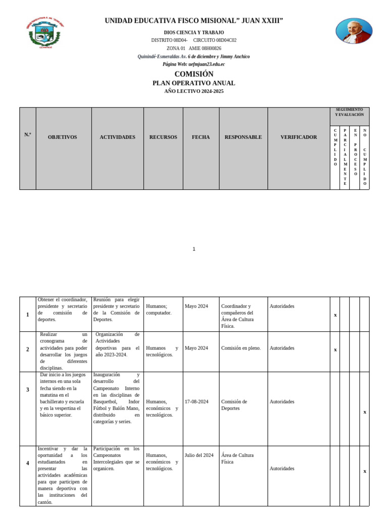 POA COMISION 2024 2025 Actualizado | PDF