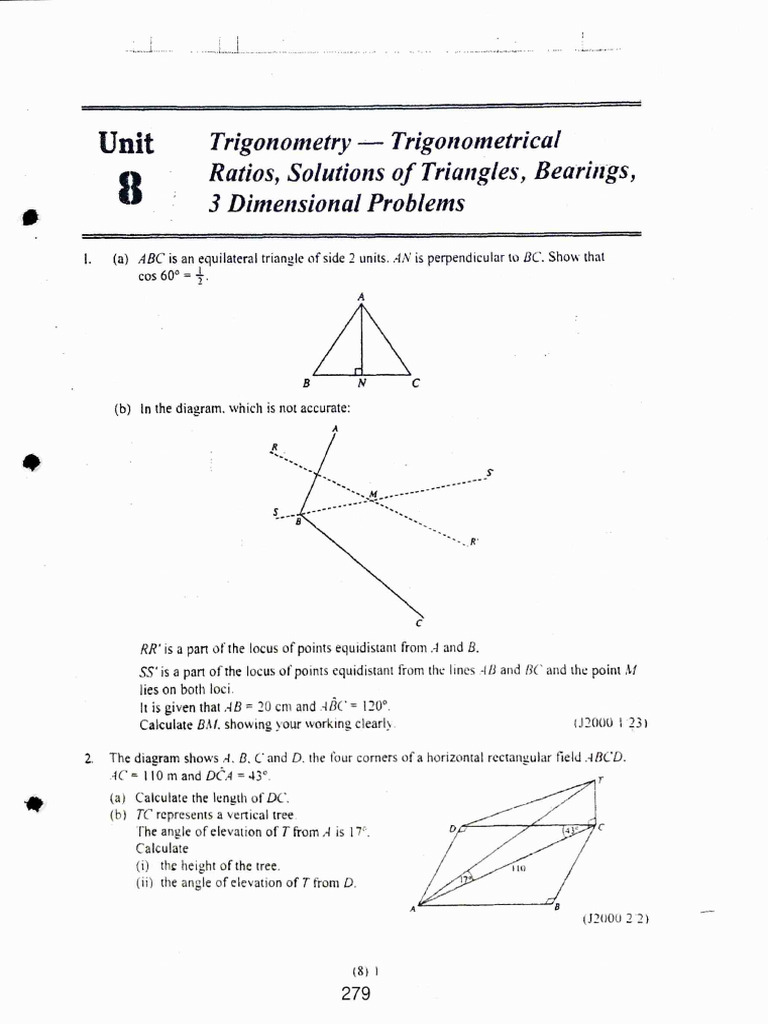 Unit 8 - Trigonometry (Trigonometrical Ratios, Solutions of Triangles ...