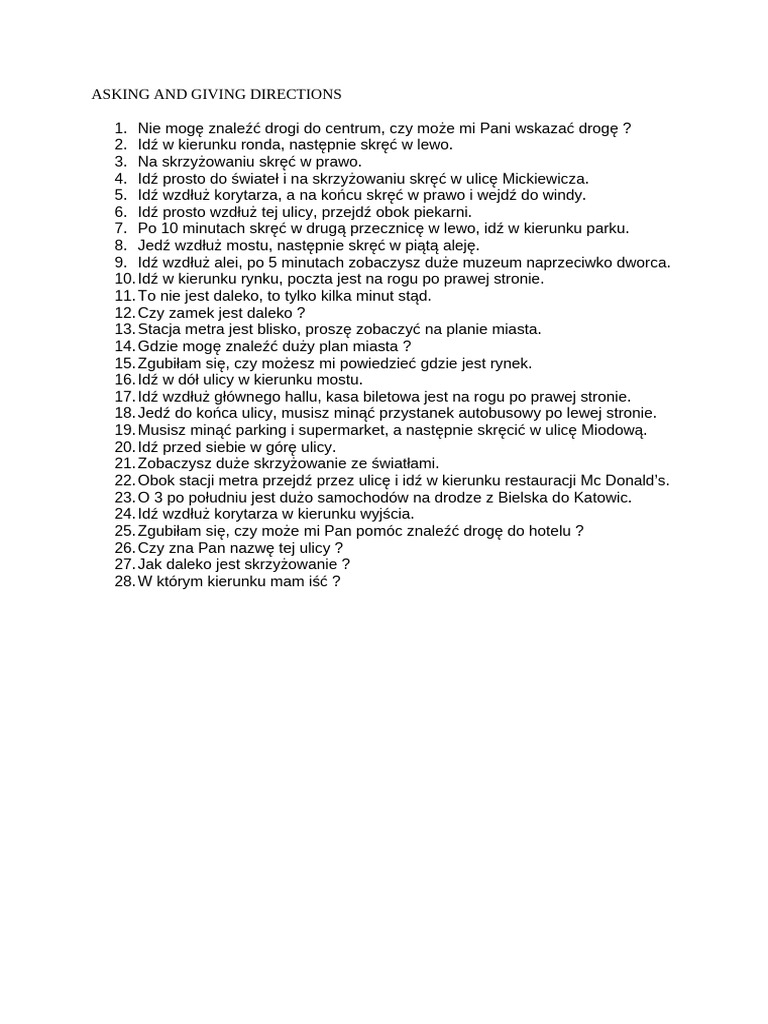 Asking and Giving Directions | PDF