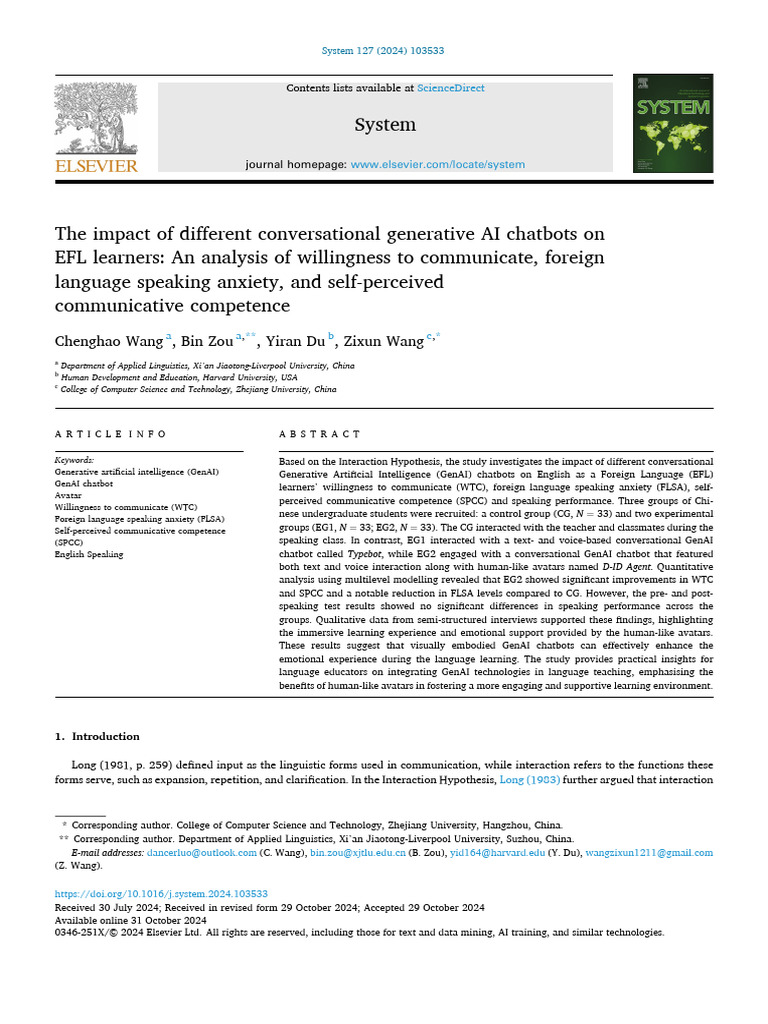 System: Chenghao Wang, Bin Zou, Yiran Du, Zixun Wang | PDF | Learning | Errors And Residuals